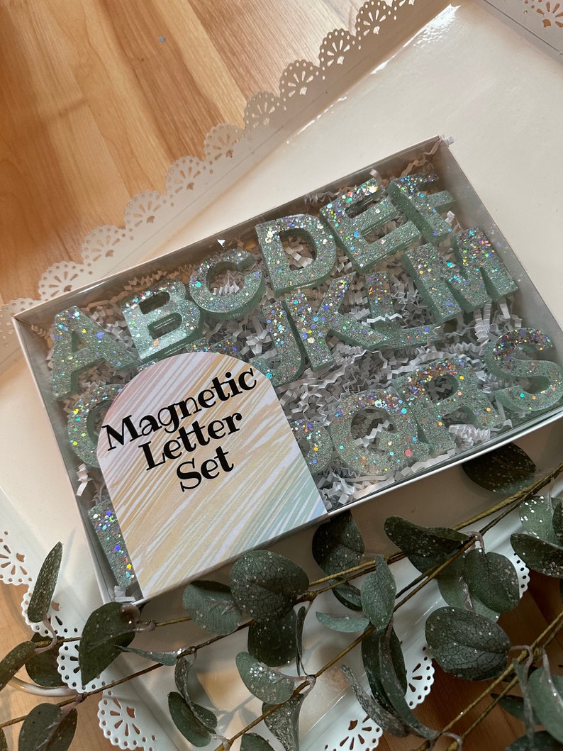 Glitter Resin Alphabet Fridge Magnets - Homeschool Learning Gift - Etsy