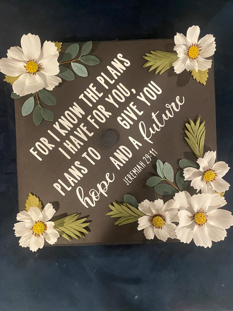 Custom Graduation Cap, Religious, Floral - Etsy
