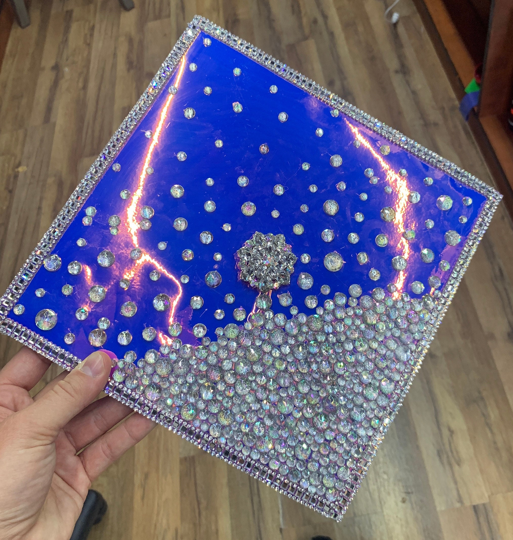 Custom Graduation Cap Topper, Iridescent, Holographic, Diamonds ...