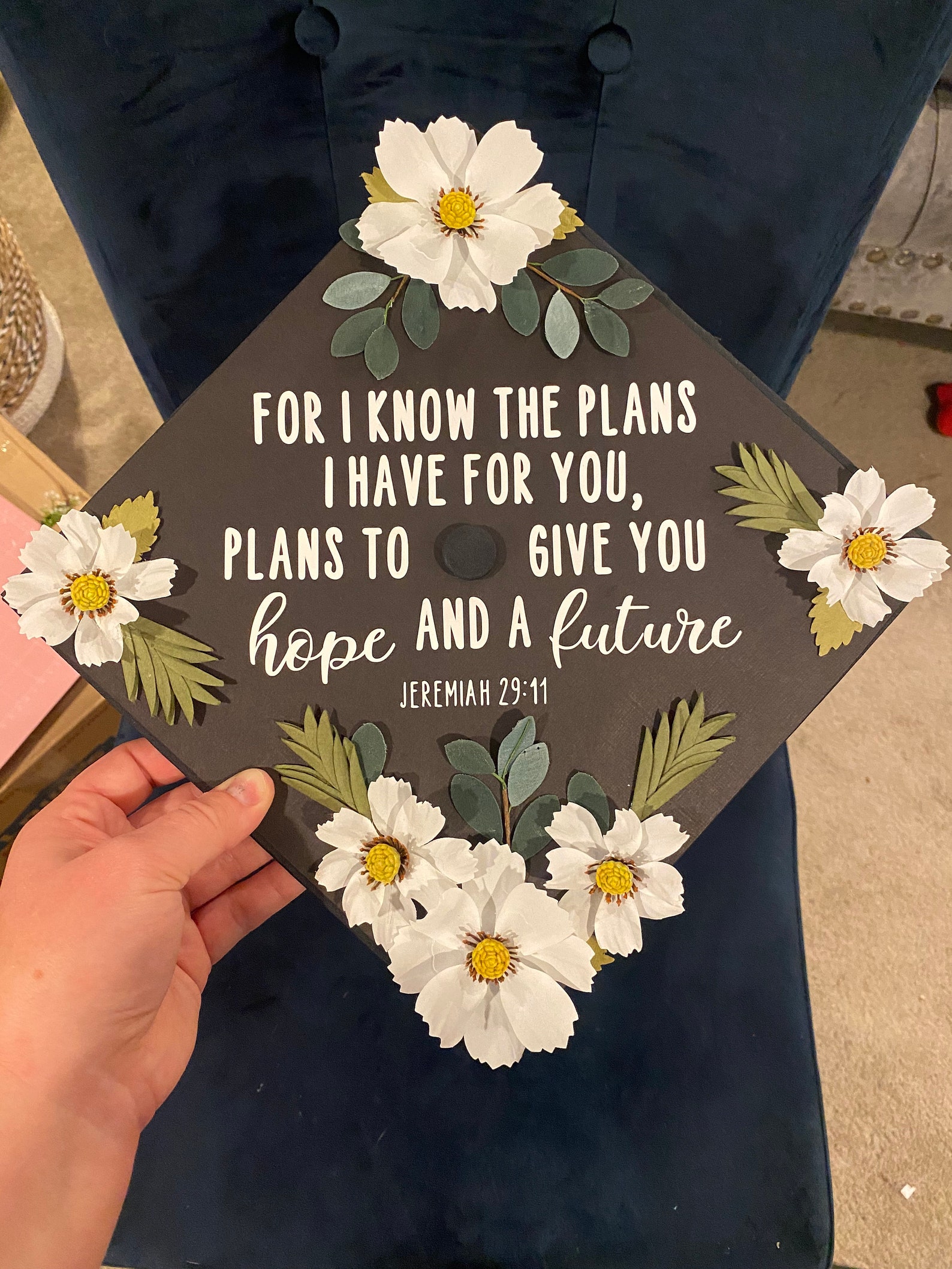 Custom Graduation Cap, Religious, Floral - Etsy