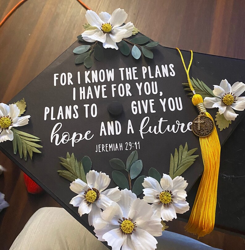 Custom Graduation Cap, Religious, Floral - Etsy