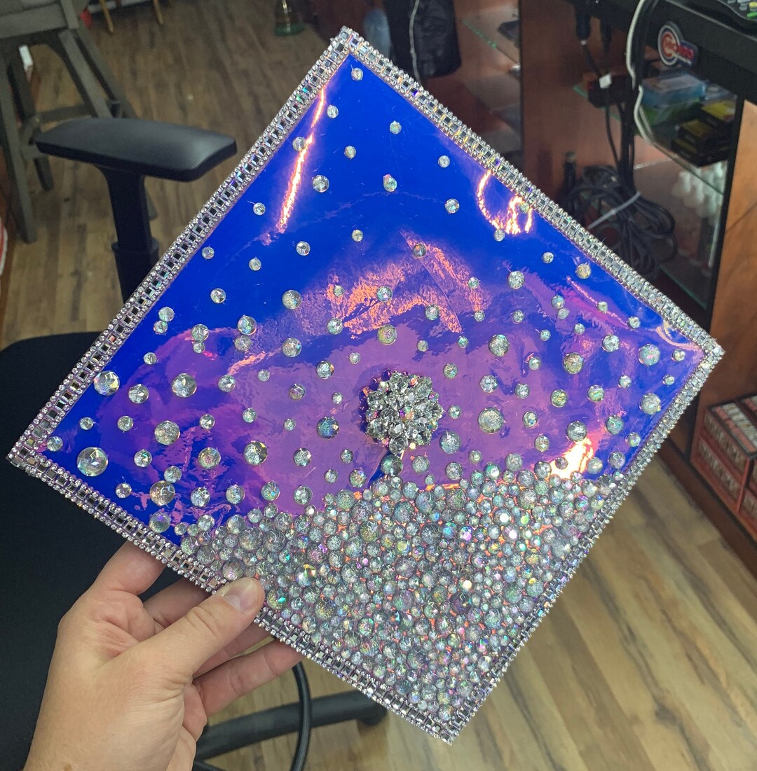 Custom Graduation Cap Topper, Iridescent, Holographic, Diamonds ...
