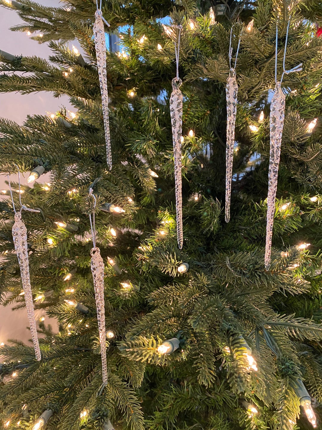 Glass Icicle Ornaments: Twisted Clear Icicles, Set of 6 (6.75-7 Inch ...