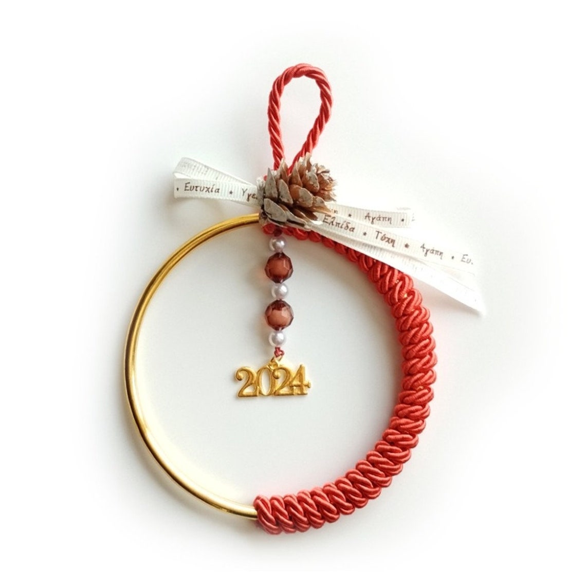 Gouri 2024 Christmas Lucky Charm, Gold Ring With Red Shiny Cord ...