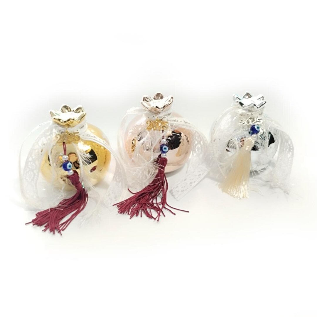 Gouri 2025 Christmas Lucky Charm, Pomegranate in Gold Glossy Color / Gouria for Good Luck ...