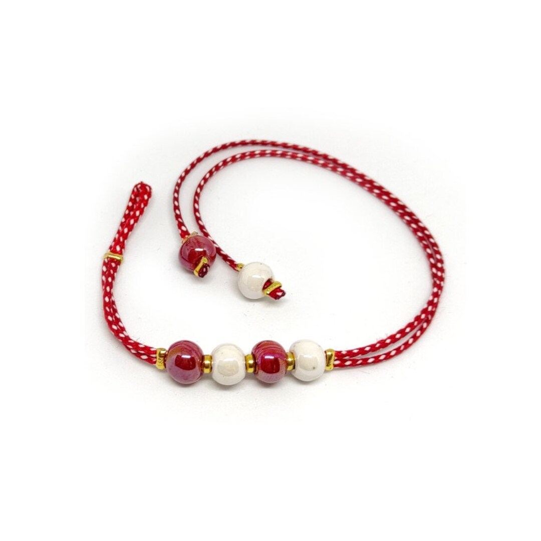 2024 Martis Bracelet Ceramic Glossy Beads / Greek Traditional Martaki ...
