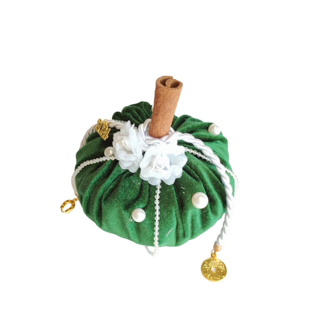 Gouri 2025 Christmas Lucky Charm,large Pumpkin in Green Velvet &white ...