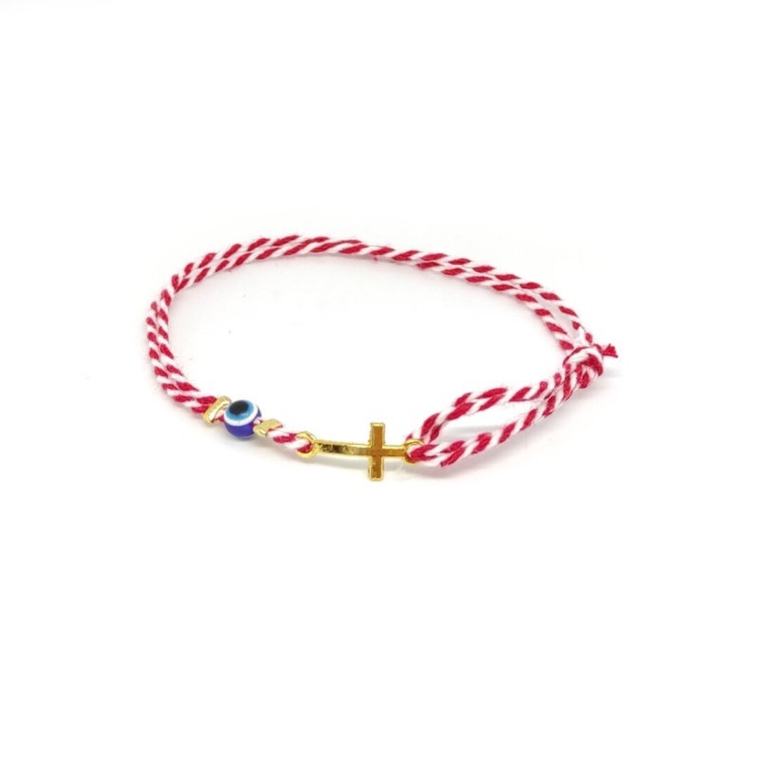 2025 Martis Bracelet With Gold Cross & Evil Eye / Greek Traditional ...