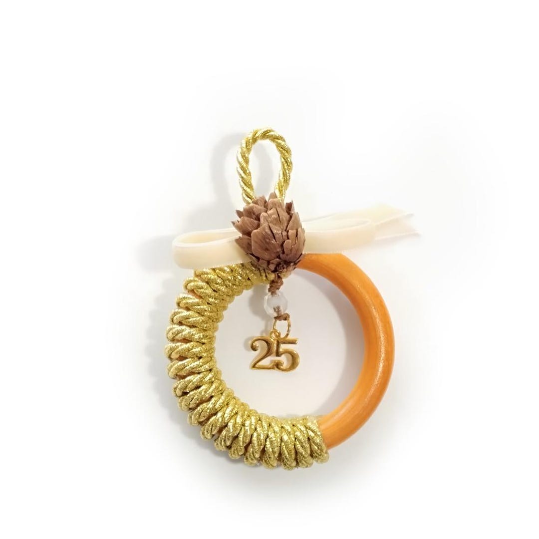 Gouri 2026 Christmas Lucky Charm, Wooden Orange Ring With Shiny Golden ...