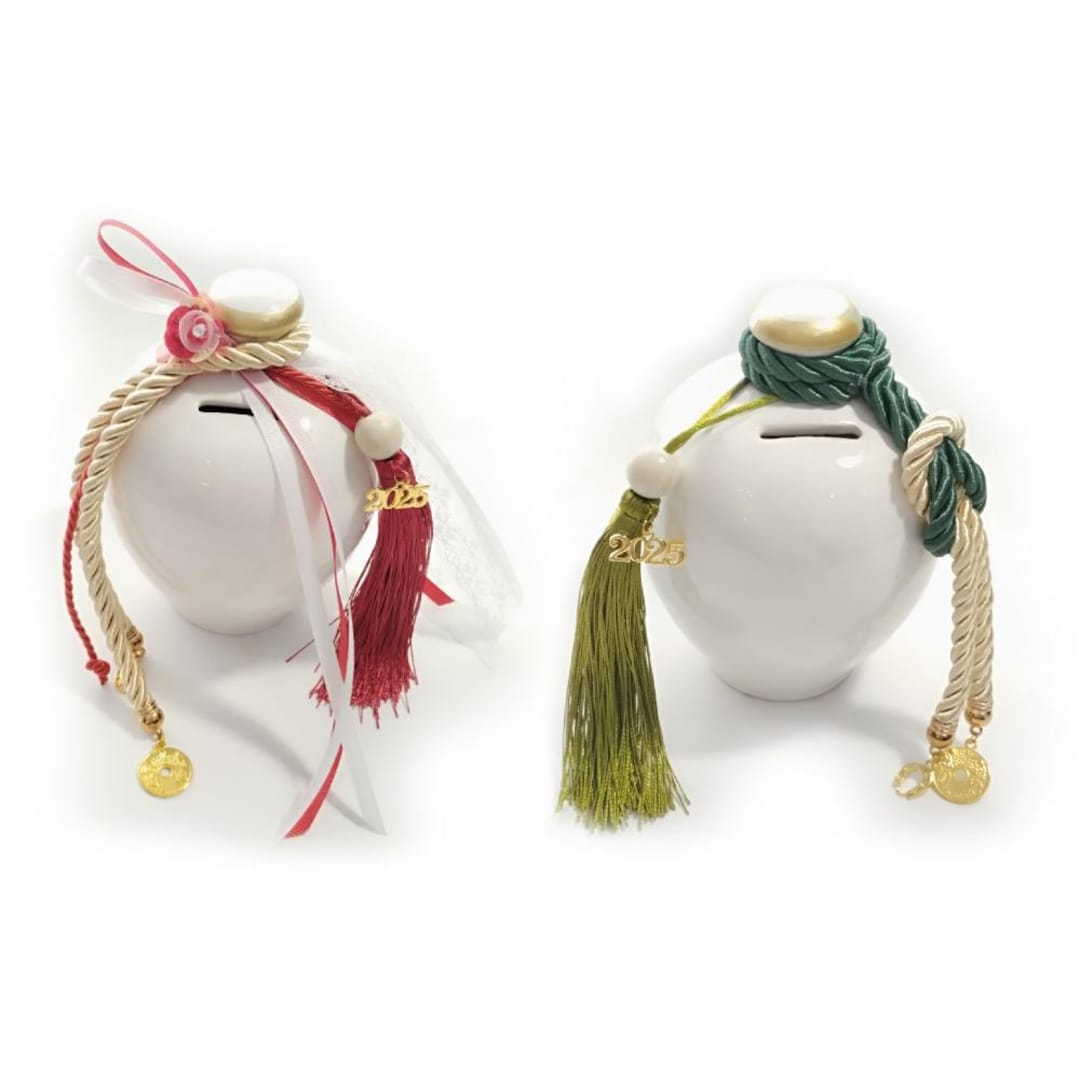 Gouri 2025 Christmas Lucky Charm,white Ceramic Money Box With Burgundy ...