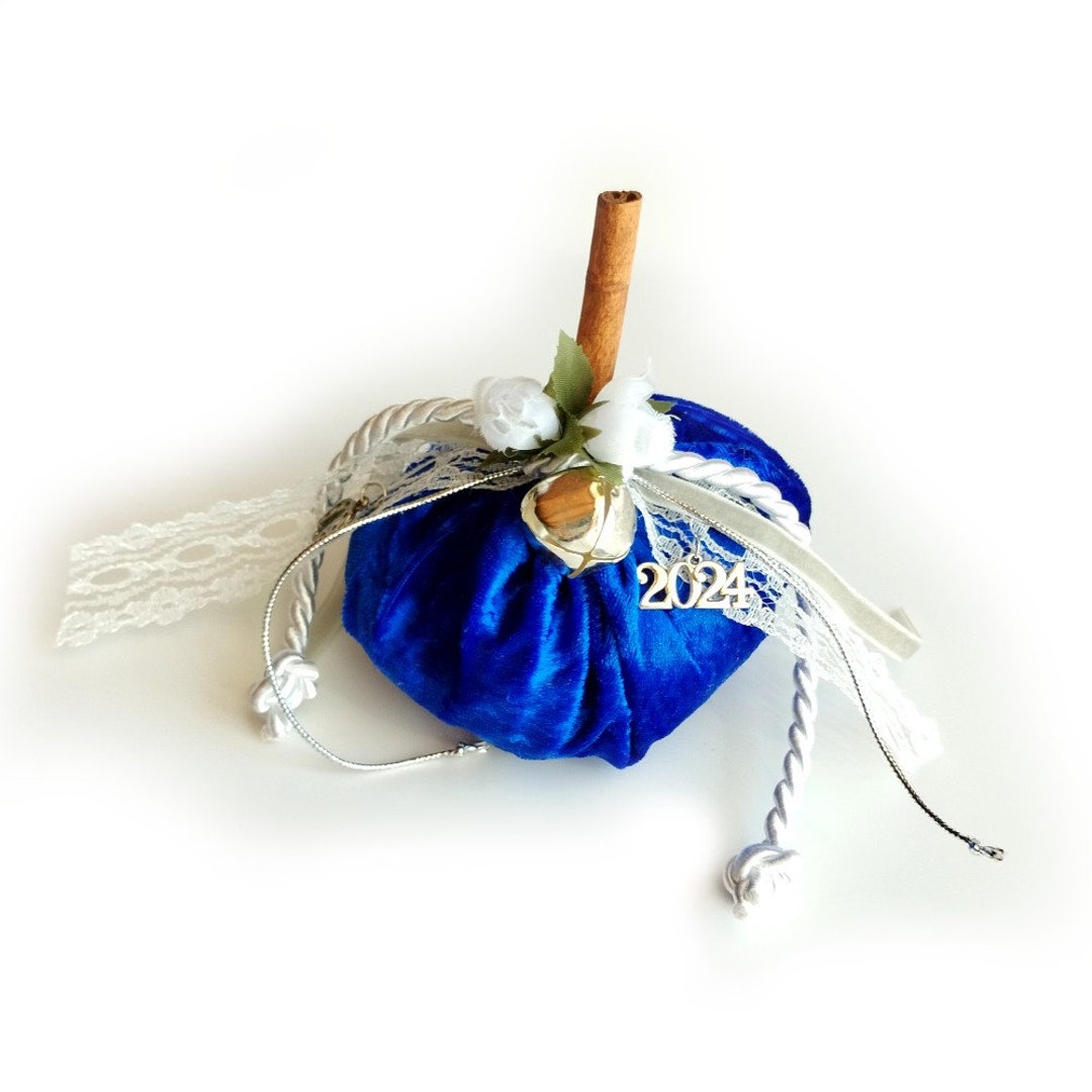 Gouri 2026 Christmas Lucky Charm,medium Pumpkin in Blue Velvet Ivory ...