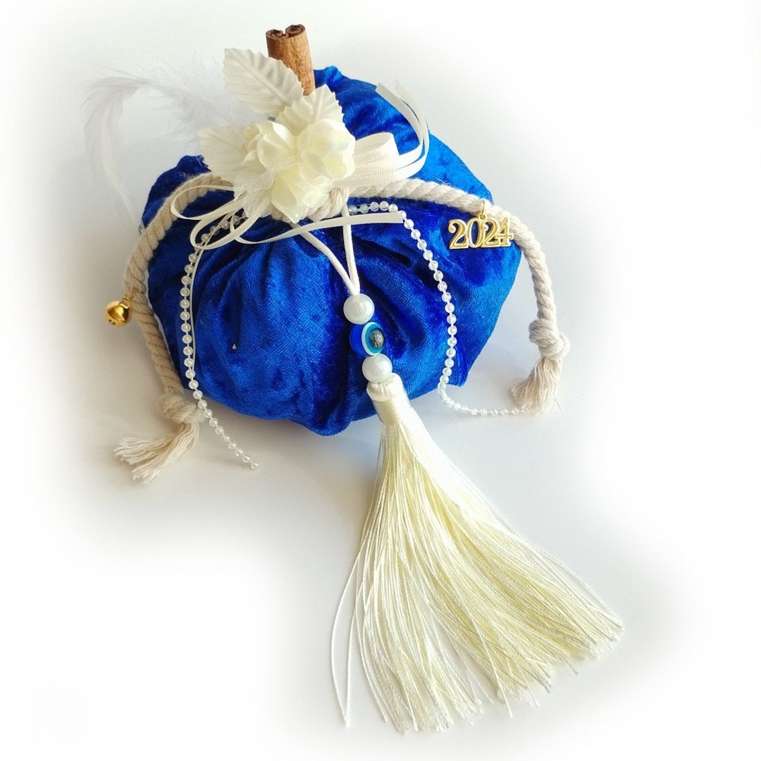 Gouri 2026 Christmas Lucky Charm,large Pumpkin in Blue Velvet Ivory ...