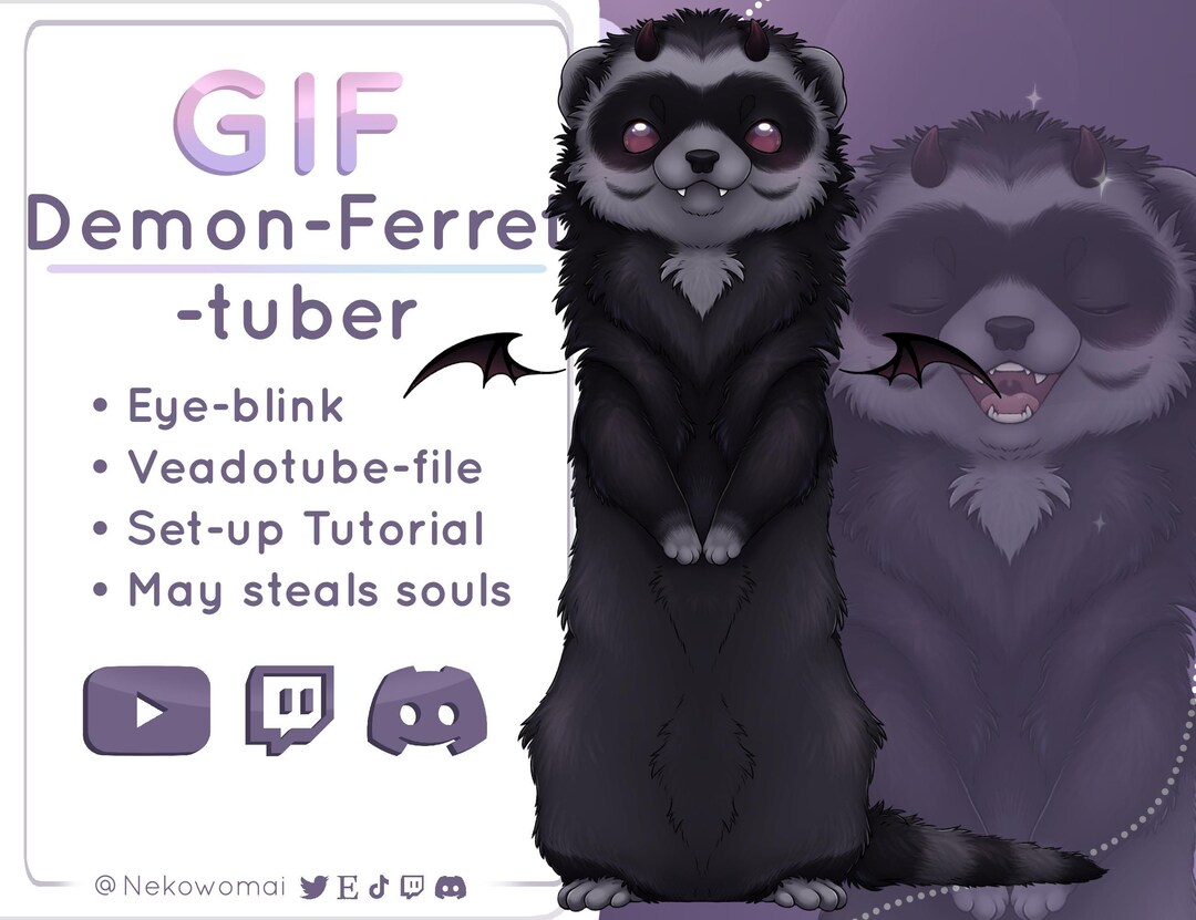 Cute Demon Ferret Giftuber - Ready to Use - Pngtuber Stream Pet ...