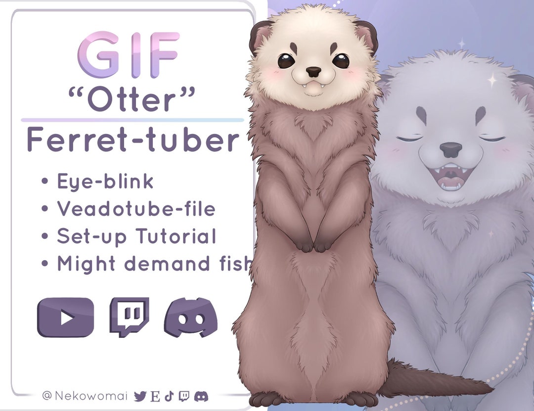 Cute Otter / Ferret Giftuber - Ready to Use - Pngtuber Stream Pet ...