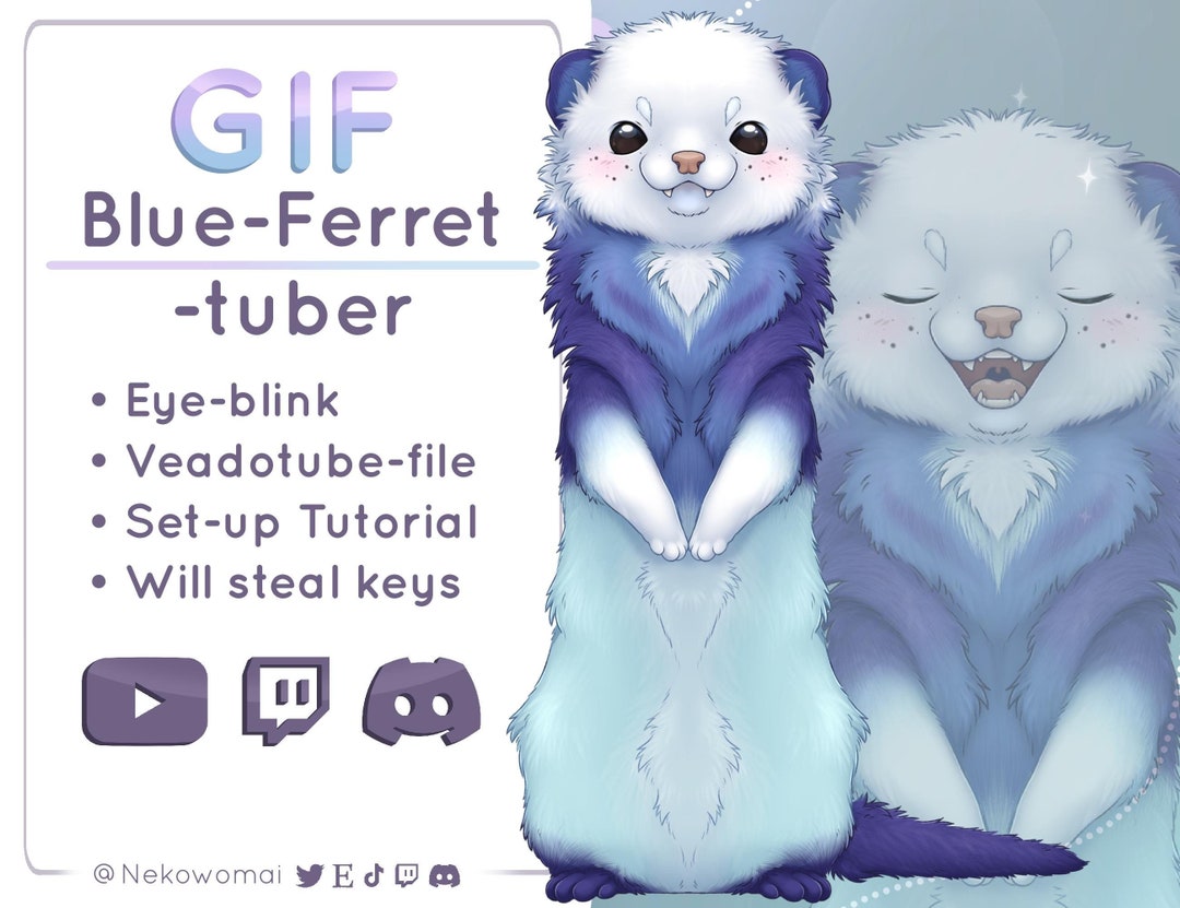 Cute Blue Ferret Giftuber - Ready to Use - Pngtuber Stream Pet ...