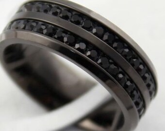 Black crystal ring | Etsy