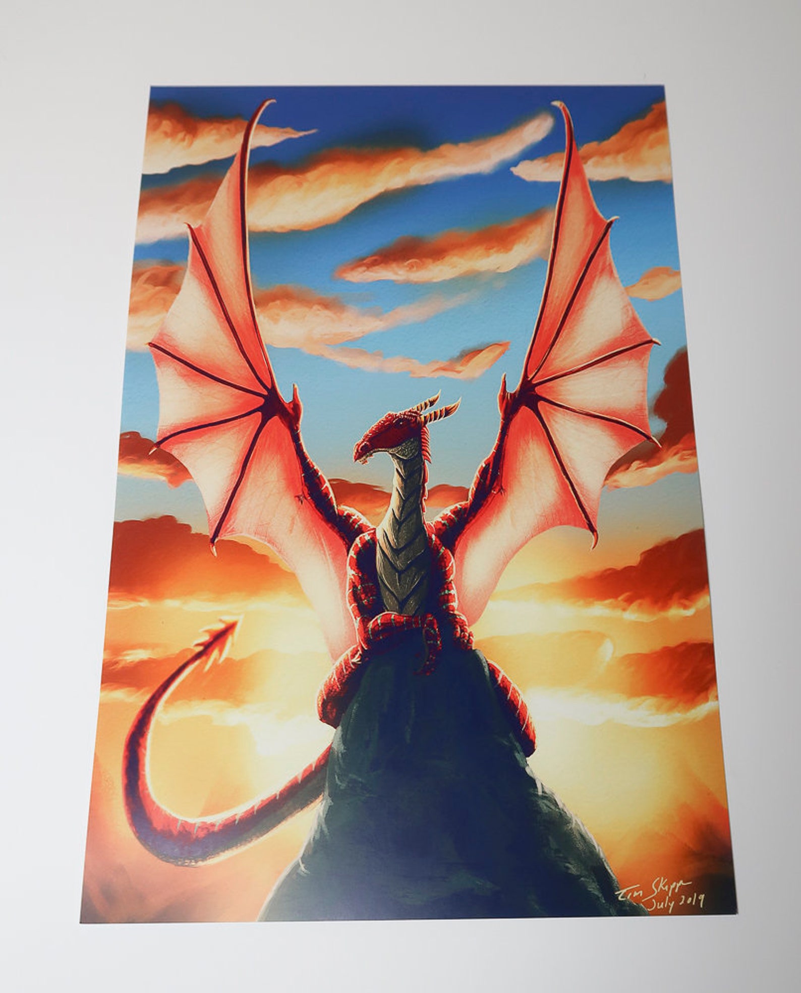 Dragon Perch: 11x17 Fantasy Art on Satin Finish Photo Stock Paper - Etsy