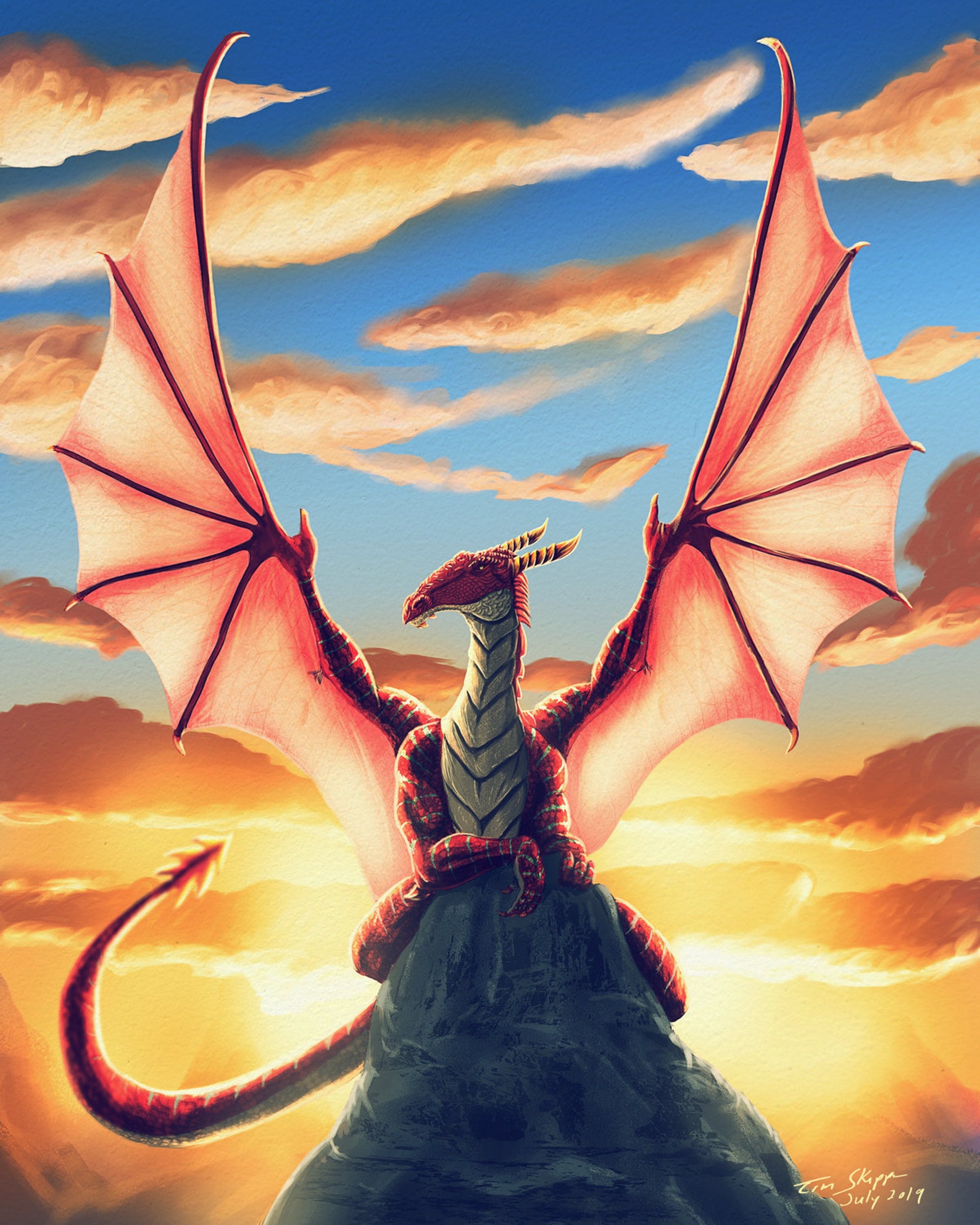 Dragon Perch: 11x17 Fantasy Art on Satin Finish Photo Stock Paper - Etsy