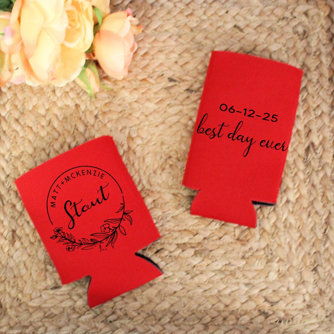 Best Day Ever Wedding Favor Regular and Slim Can Cooler Combo Package ...