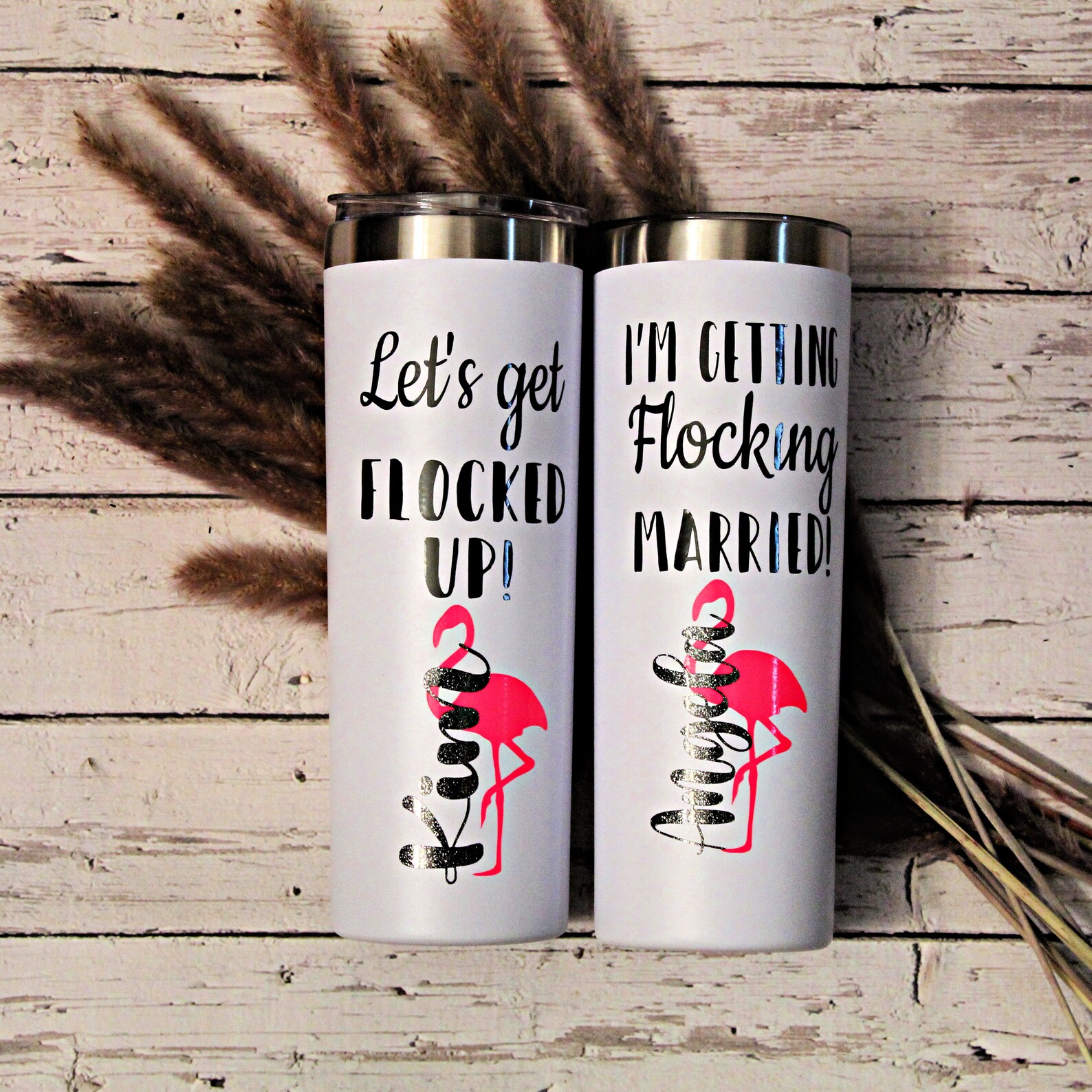 Personalized Flamingo Bachelorette Skinny Cups, Let's Get Flocked Up ...