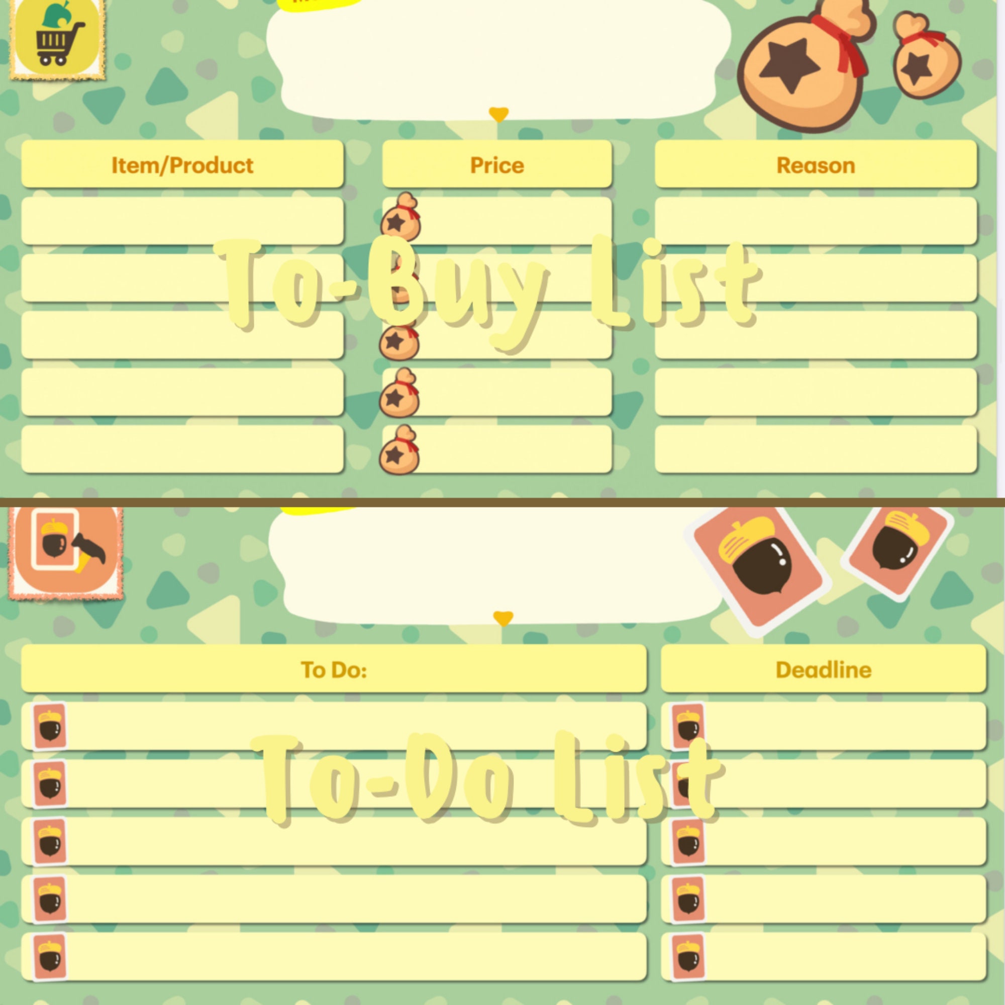 ACNH Weekly Planner - Etsy