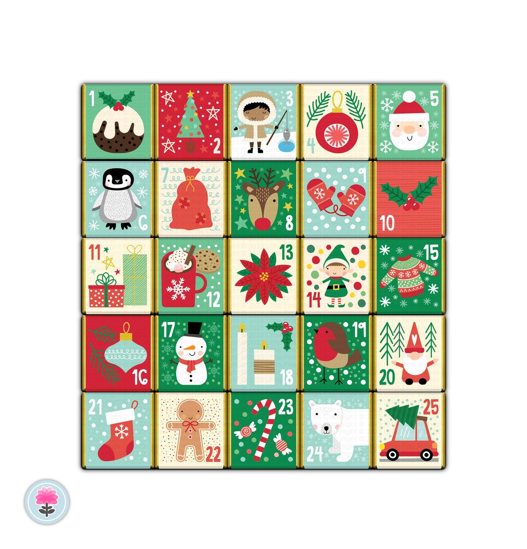 PERSONALISED Numbered 1-25 Advent Calendar Christmas Countdown Filler ...