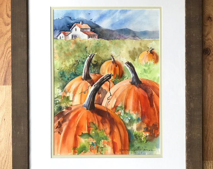 Pumpkin Painting, Fall Decor, ORIGINAL WATERCOLOR PAINTING , Pumpkin ...