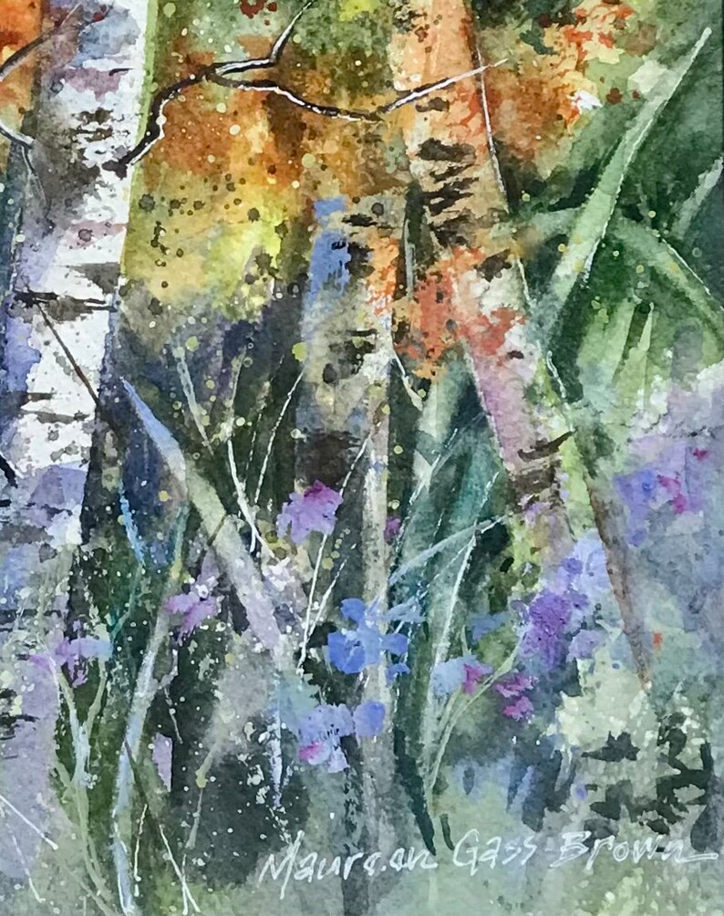 AUTUMN BIRCH TREES Watercolor Painting, Autumn Wall Decor, Original ...