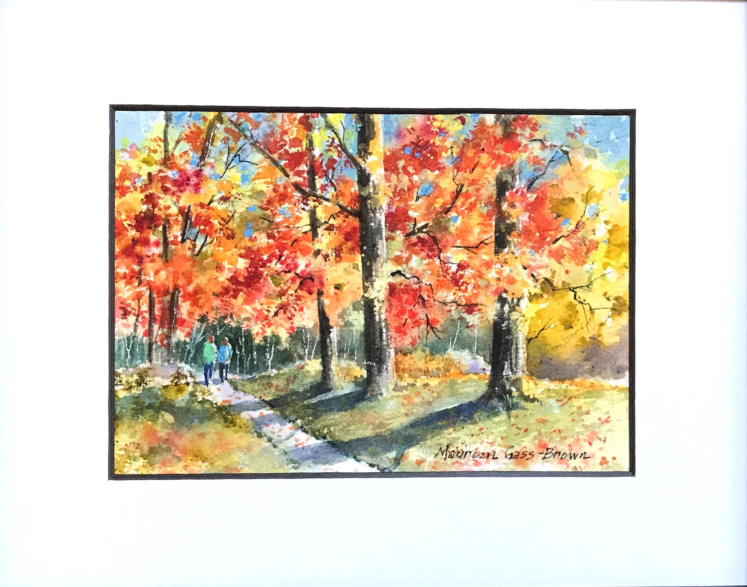 AUTUMN WATERCOLOR PAINTING, Fall Foliage Painting, Fall Landscape ...