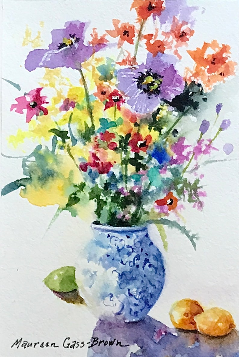 FLORAL WATERCOLOR PAINTING , Floral Wall Art, Original Watercolor Art ...