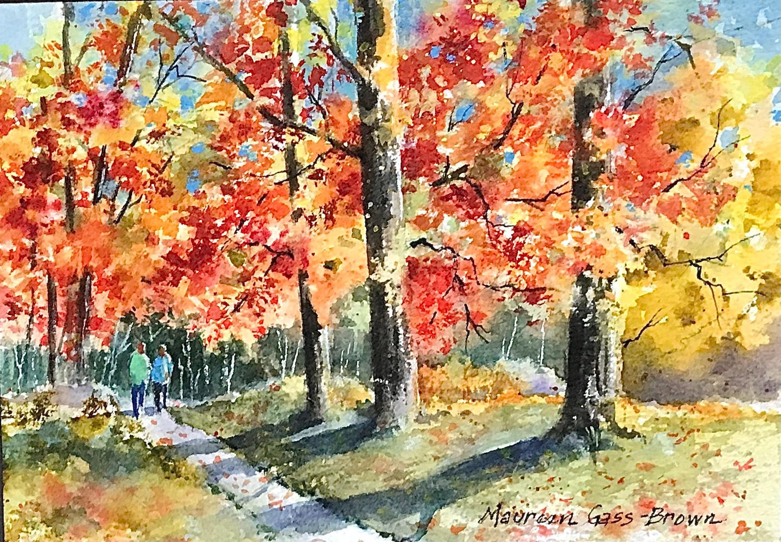AUTUMN WATERCOLOR PAINTING, Fall Foliage Painting, Fall Landscape ...
