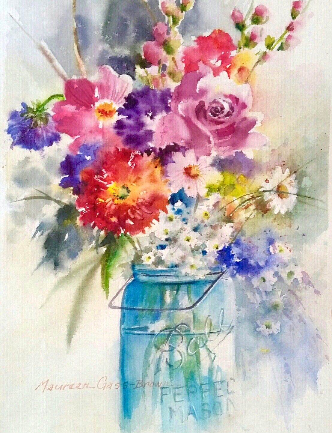 Original Floral Watercolor Painting, FLORAL WALL ART , Loose Style ...