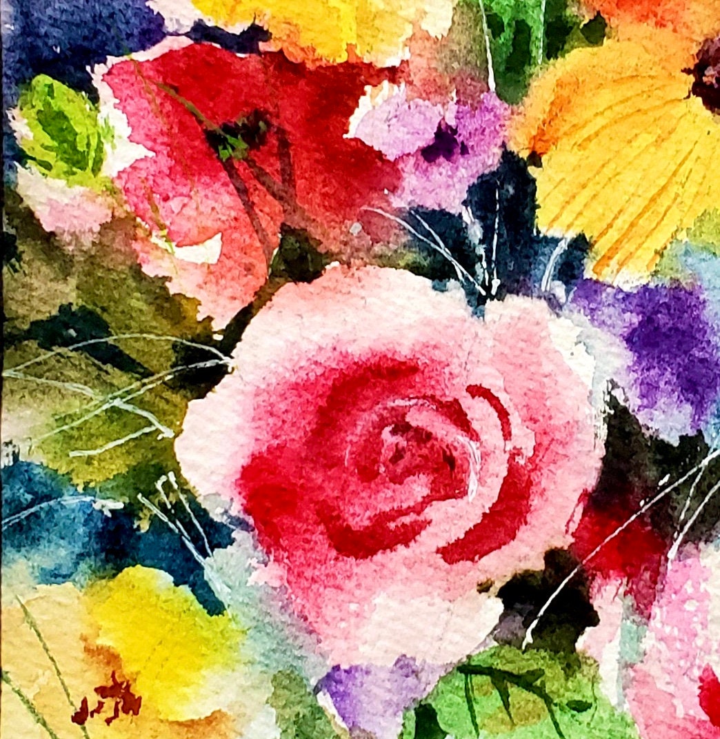 FLORAL WATERCOLOR , Floral Wall Art, Original Painting, Loosely Painted ...