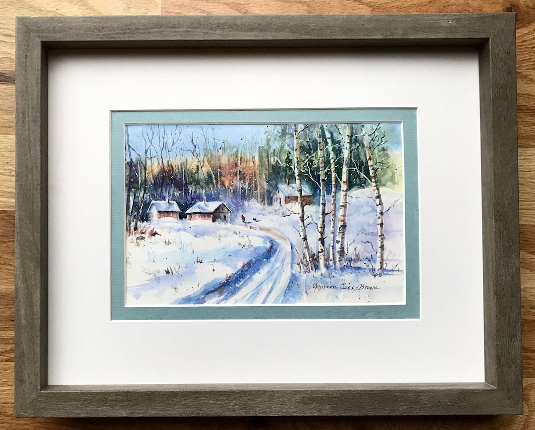 Winter Landscape Painting, LANDSCAPE WALL ART, Original Watercolor ...