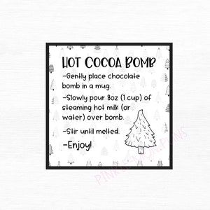 Hot Cocoa Bomb Tag Cookie Tags Printable Instant Download - Etsy