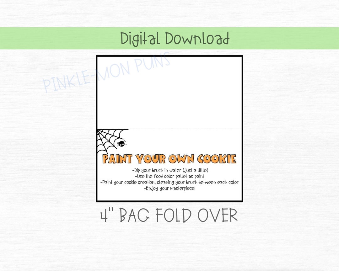 Paint Your Own Cookie Bag Topper | Halloween PYO | Printable | Instant ...