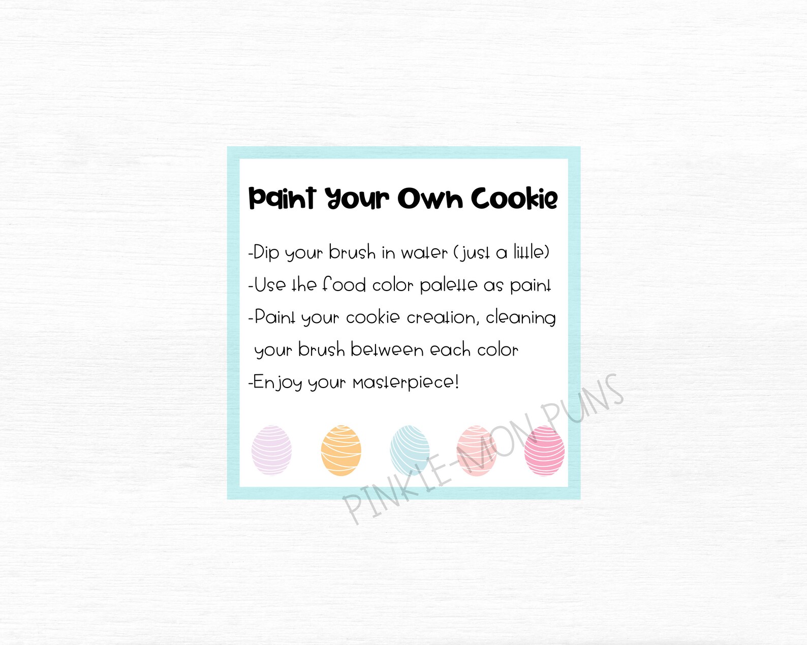 Easter Paint Your Own Cookie Instruction Card | Palette Size ...