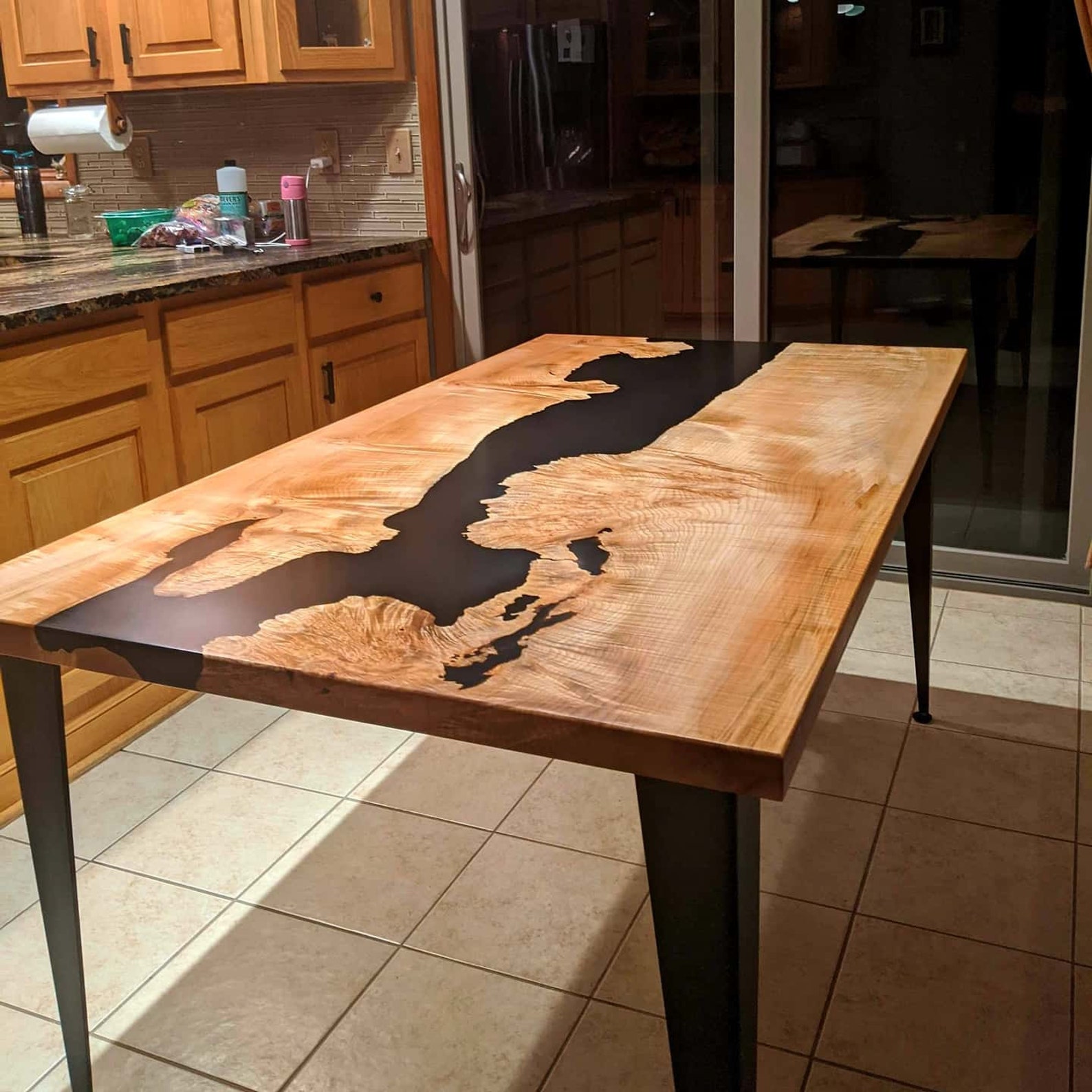 River Table , Live Edge Table, Custom River Table, Big Leaf Maple Slab ...