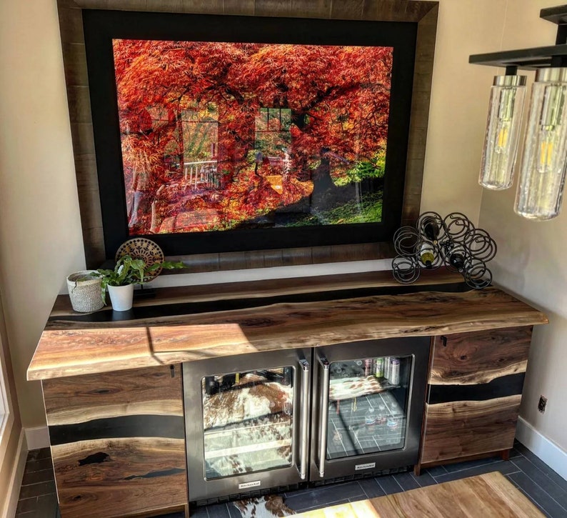 Black Walnut Live Edge Epoxy Cabinets - Etsy