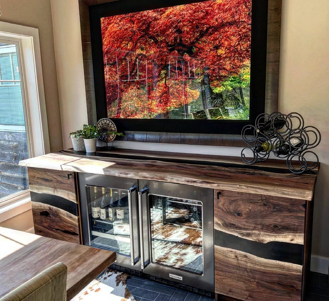 Black Walnut Live Edge Epoxy Cabinets - Etsy