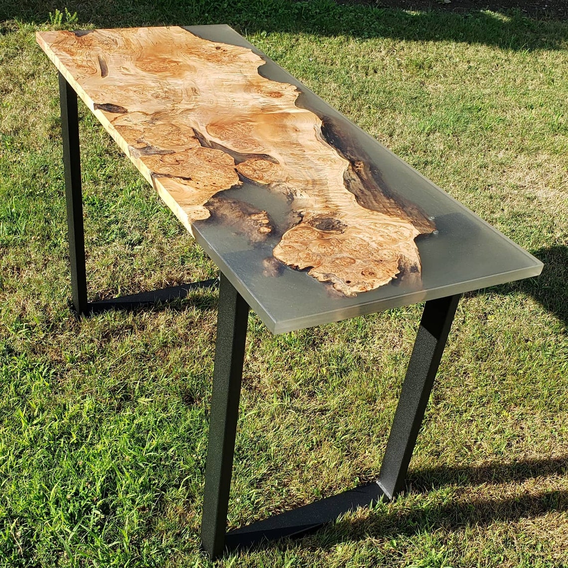 Big Leaf Maple Casted Desk, River Table,epoxy Table,resin Table,live ...