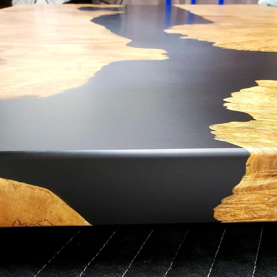 River Table , Live Edge Table, Custom River Table, Big Leaf Maple Slab ...