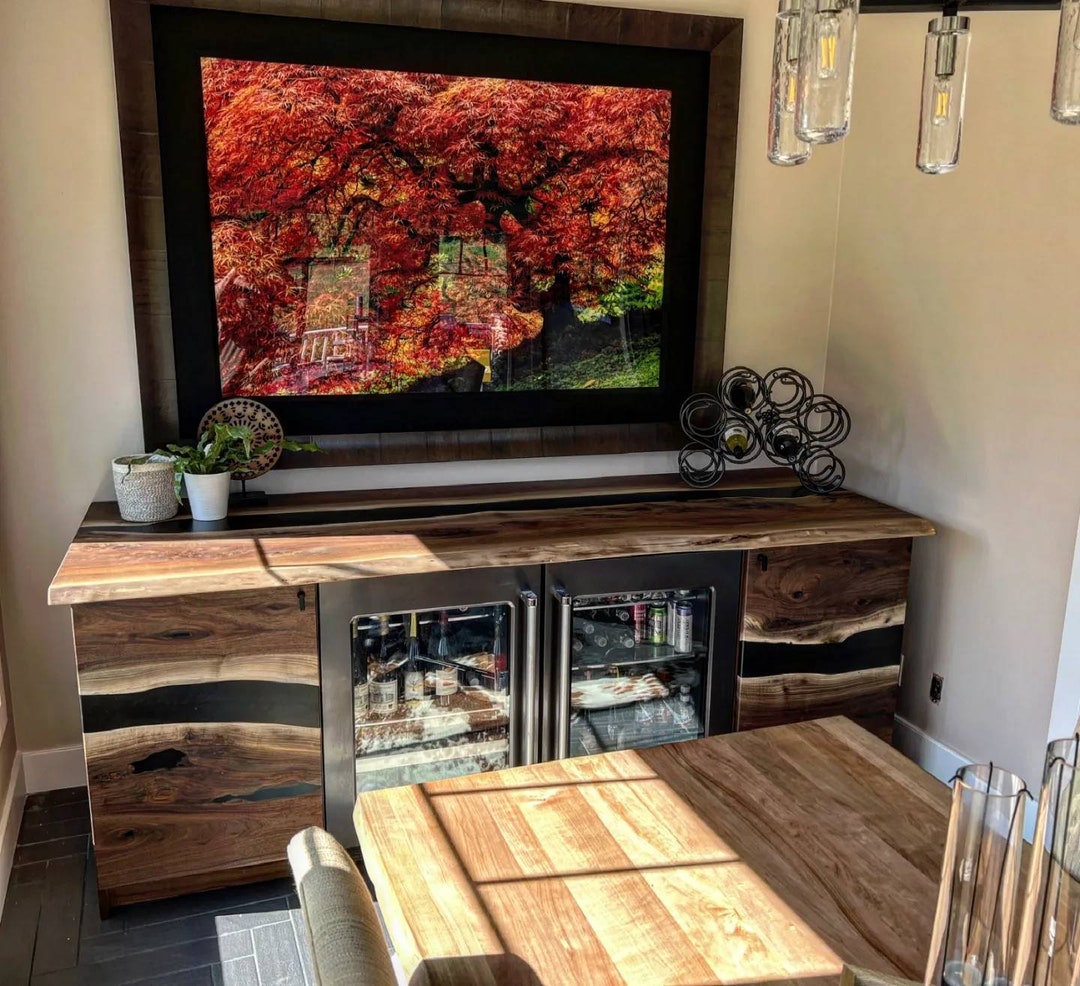Black Walnut Live Edge Epoxy Cabinets - Etsy