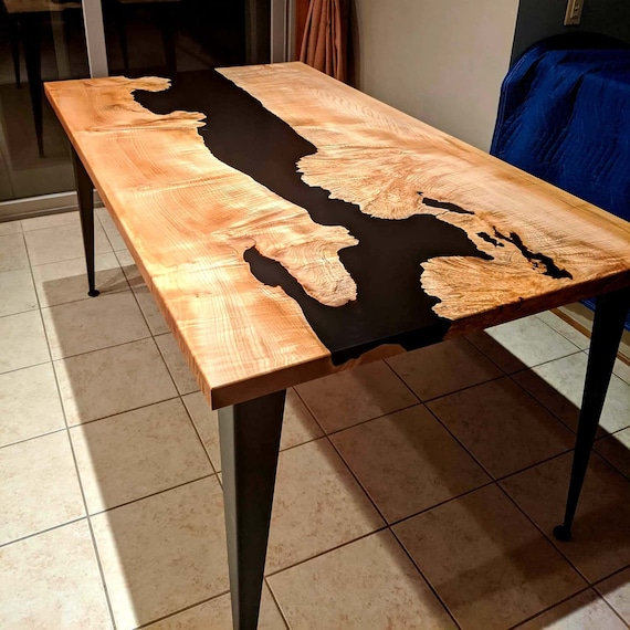 River Table Live Edge Table Custom River Table Big Leaf - Etsy
