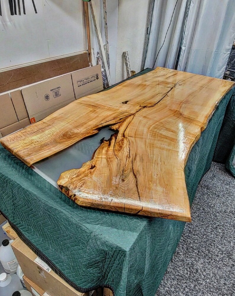 Custom Curly Maple River Dining Table With Steel Legs - Etsy