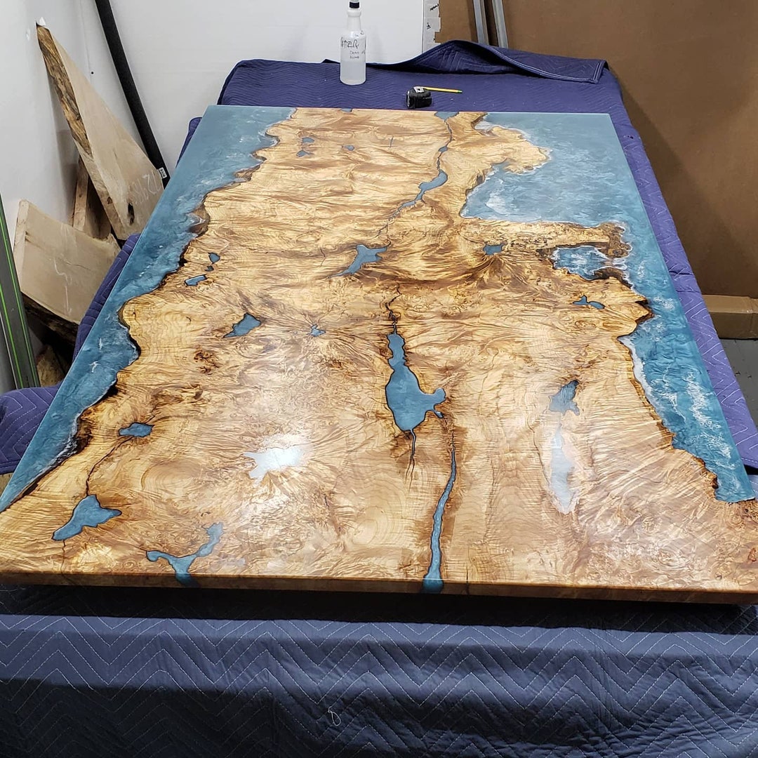 Maple Epoxy Ocean Table, Beautiful, Epoxy, Resin, River Table, Live ...