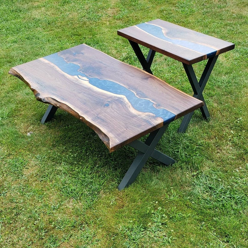 Beautiful Live Edge Black Walnut River Coffee Table and End Table Set ...