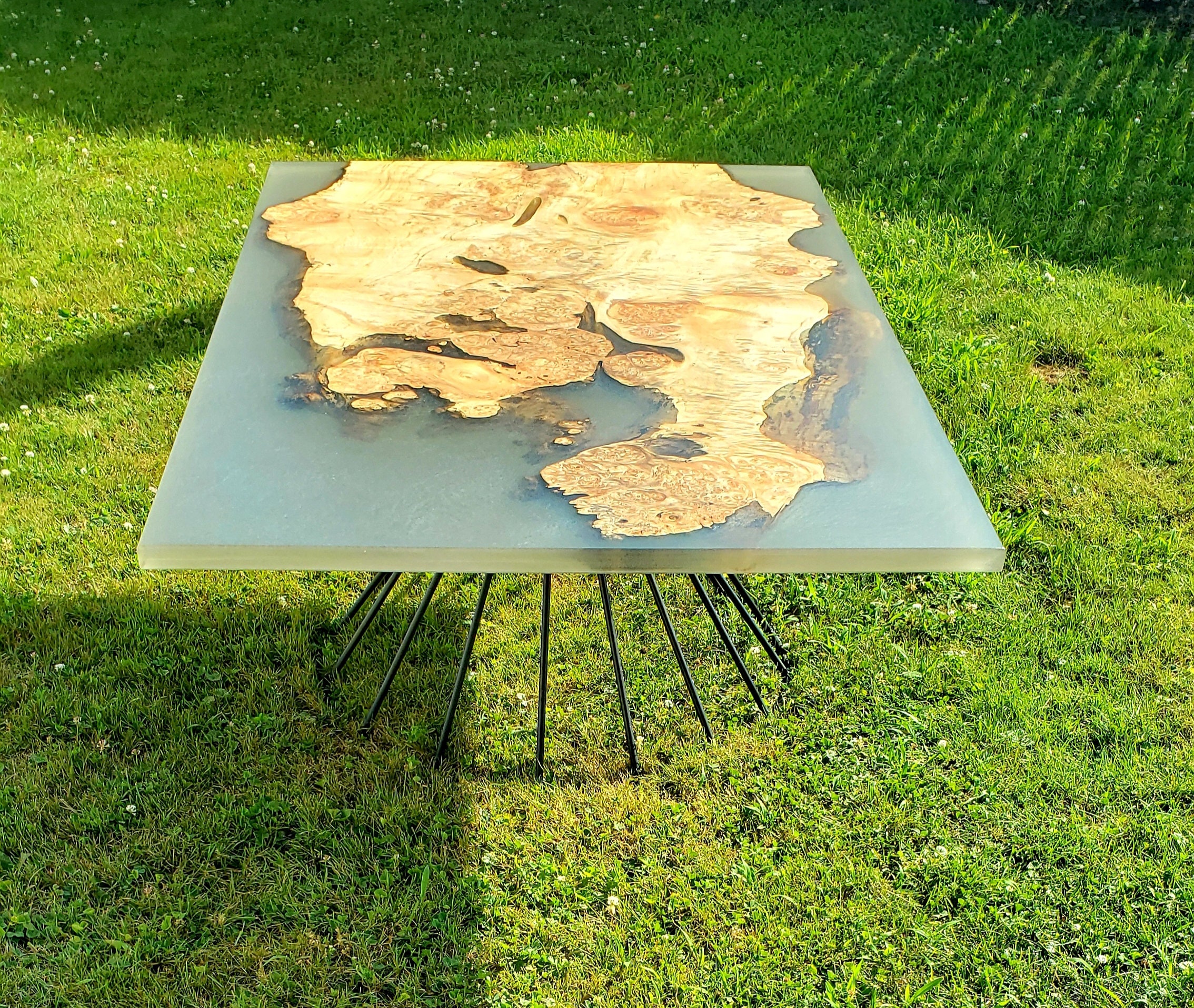 Casted Big Leaf Maple River Table Epoxy Table Burl Figure Burl Clusters ...