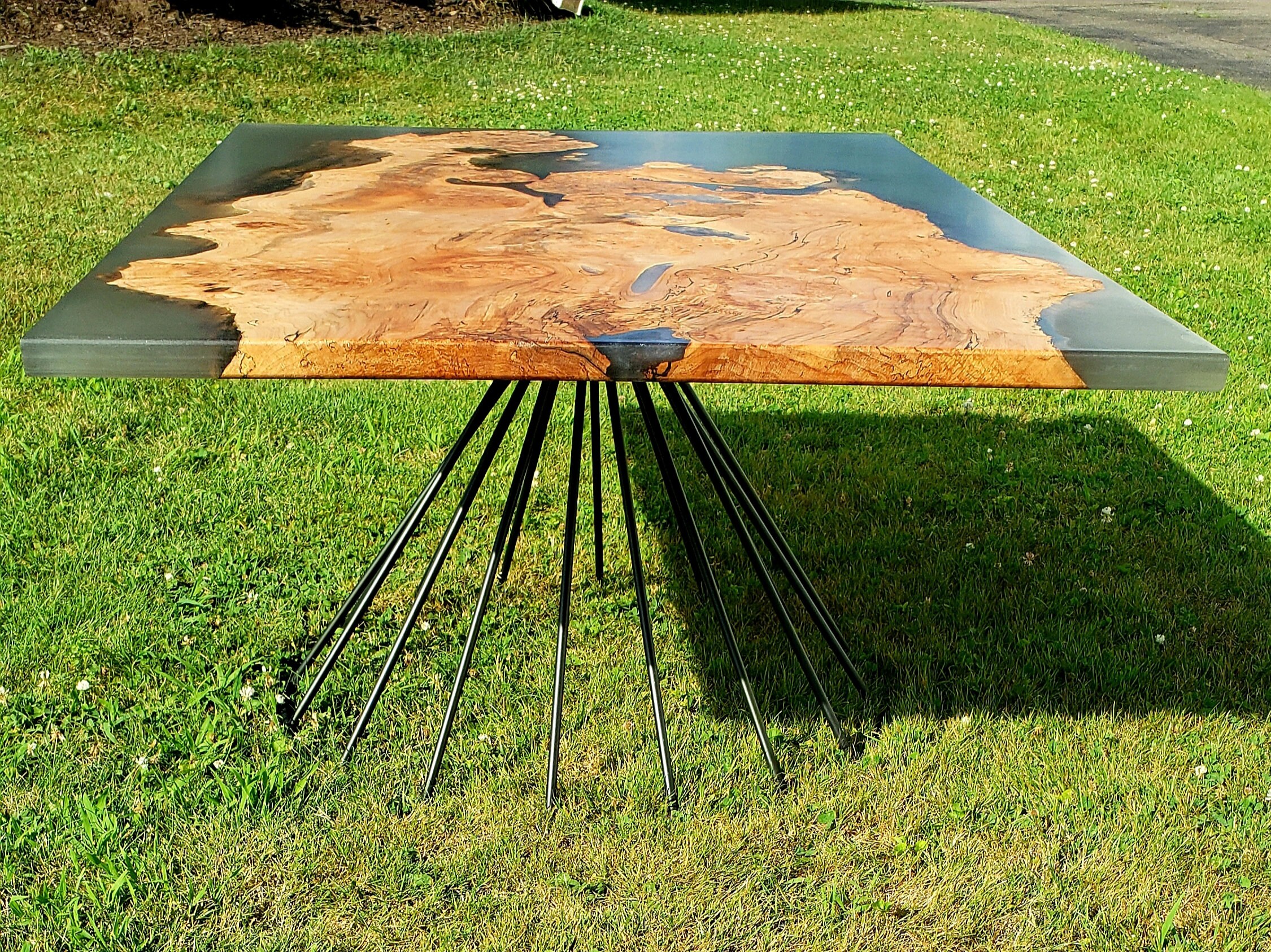 Casted Big Leaf Maple River Table Epoxy Table Burl Figure Burl Clusters ...