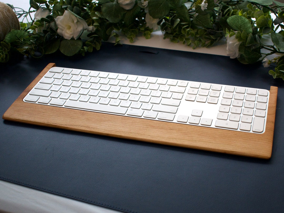 Apple Keyboard With NUMPAD Wooden Stand, Apple Magic Keyboard Wood Tray ...